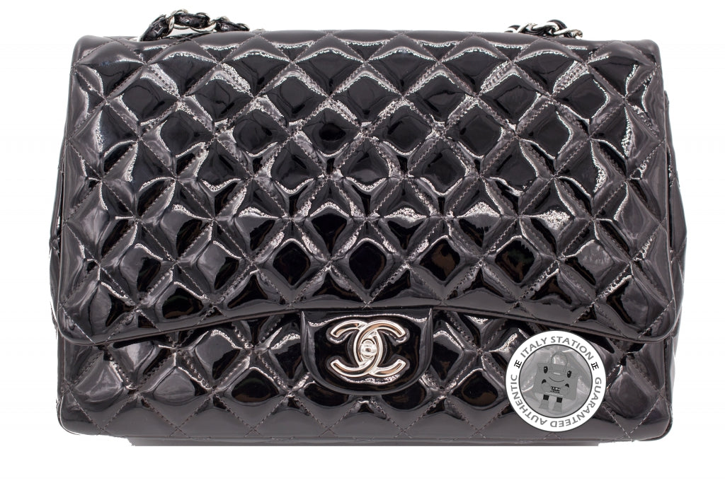 Chanel A58601 Classic CC (color Restored) Black Patent Maxi Shoulder B ...